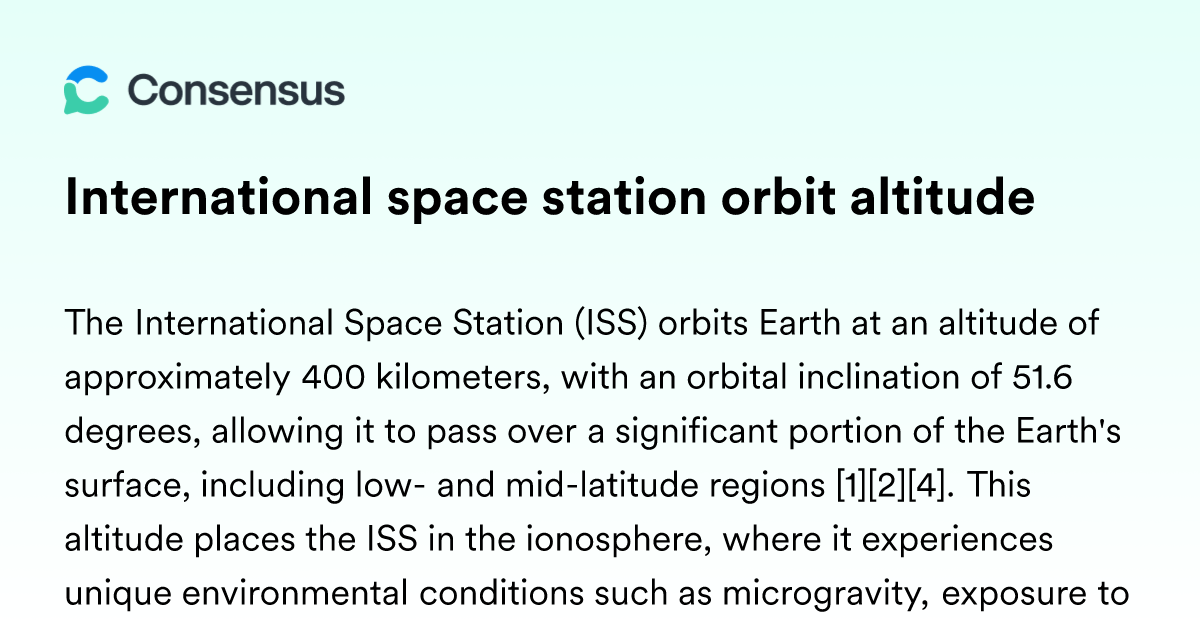 International Space Station Orbit Altitude - Consensus Academic Search ...