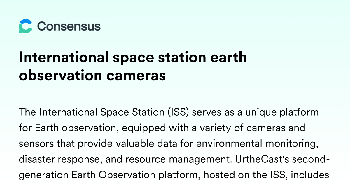 International Space Station Earth Observation Cameras - Consensus ...