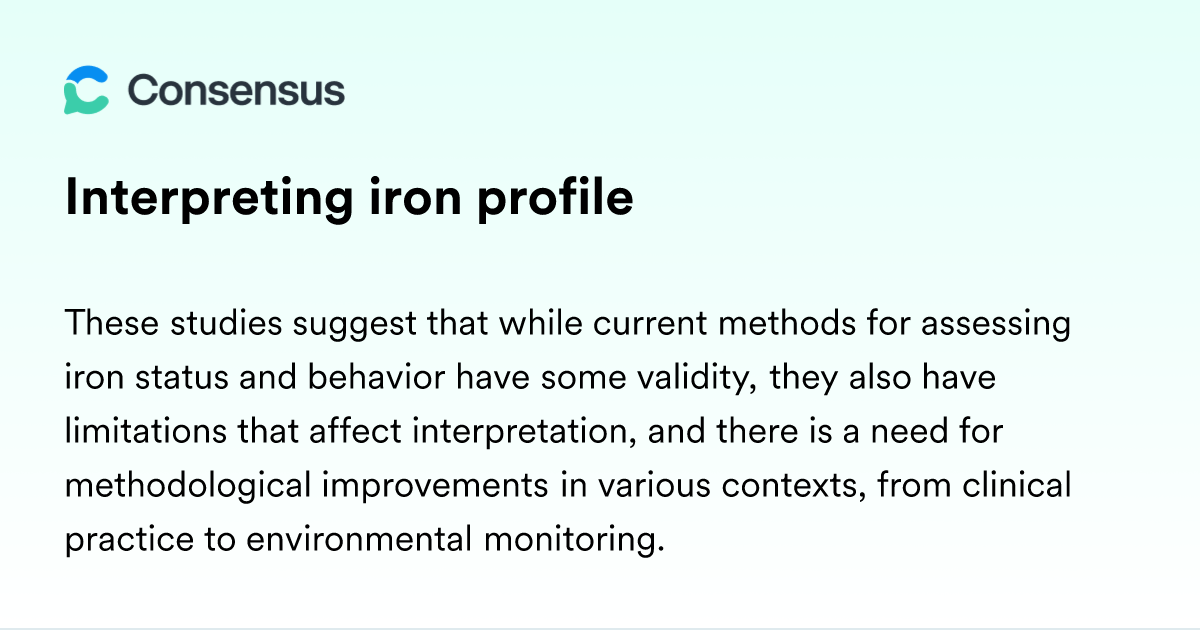Interpreting Iron Profile - Consensus Academic Search Engine