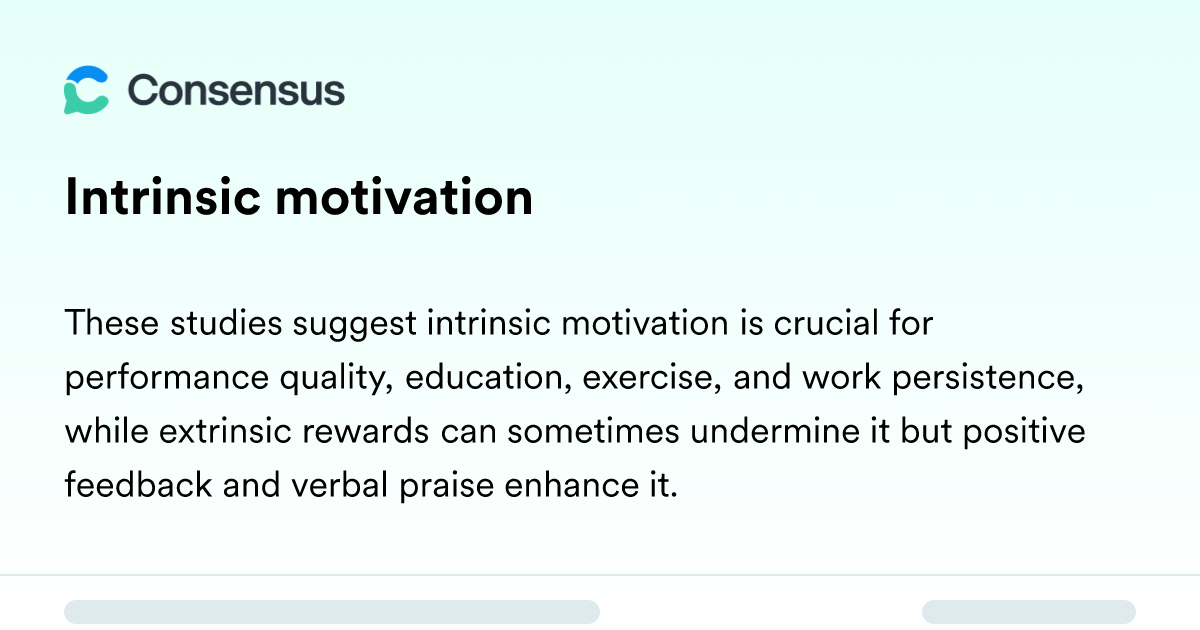 Intrinsic Motivation - Consensus Academic Search Engine