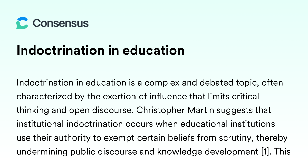 Indoctrination In Education - Consensus Academic Search Engine