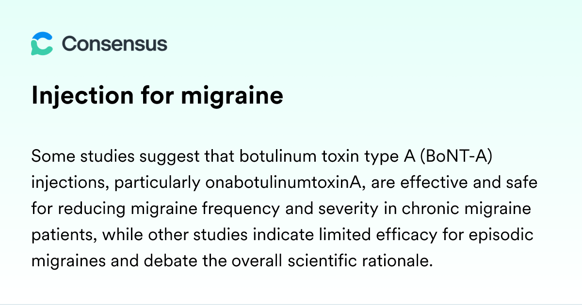 Injection For Migraine - Consensus Academic Search Engine