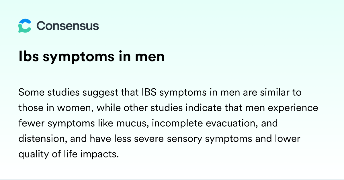 Ibs Symptoms In Men - Consensus Academic Search Engine