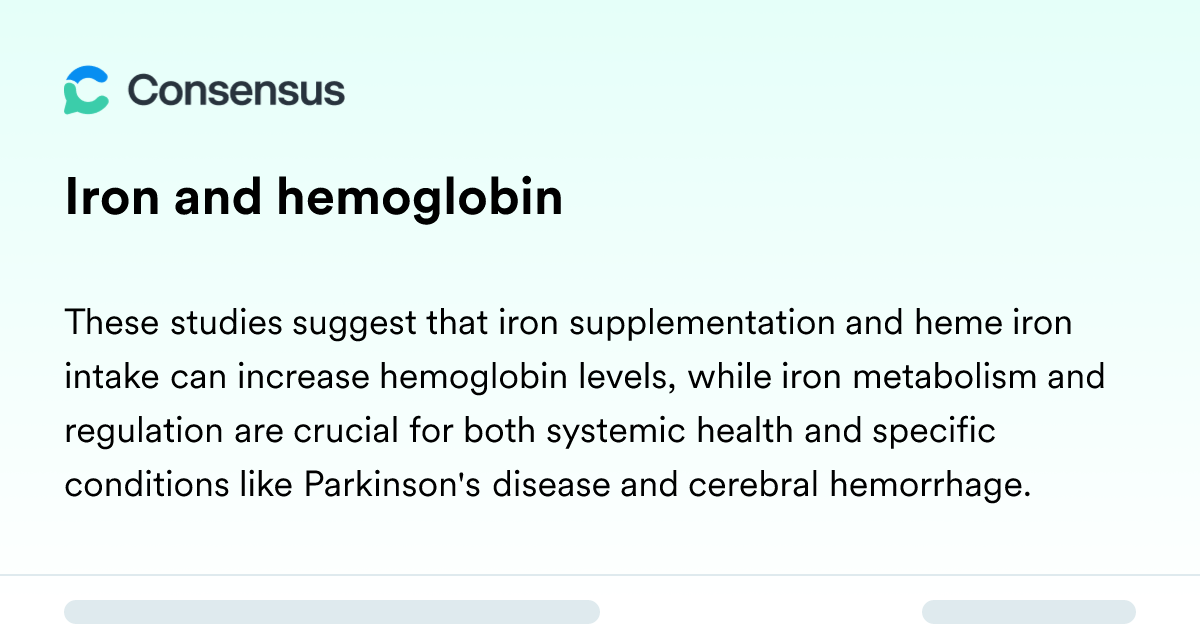 Iron And Hemoglobin - Consensus Academic Search Engine