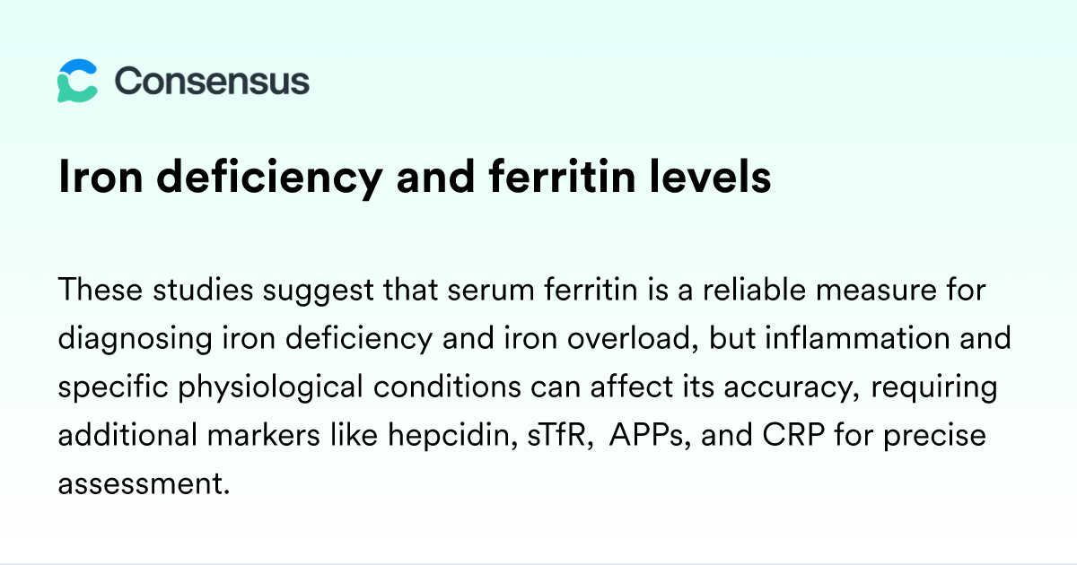 Iron Deficiency And Ferritin Levels - Consensus Academic Search Engine