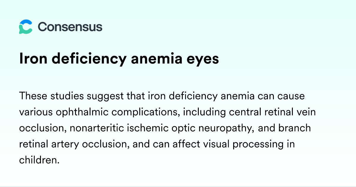 Iron Deficiency Anemia Eyes - Consensus Academic Search Engine