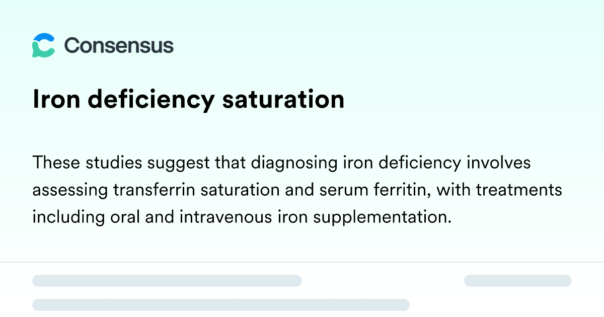 Iron Deficiency Saturation - Consensus Academic Search Engine