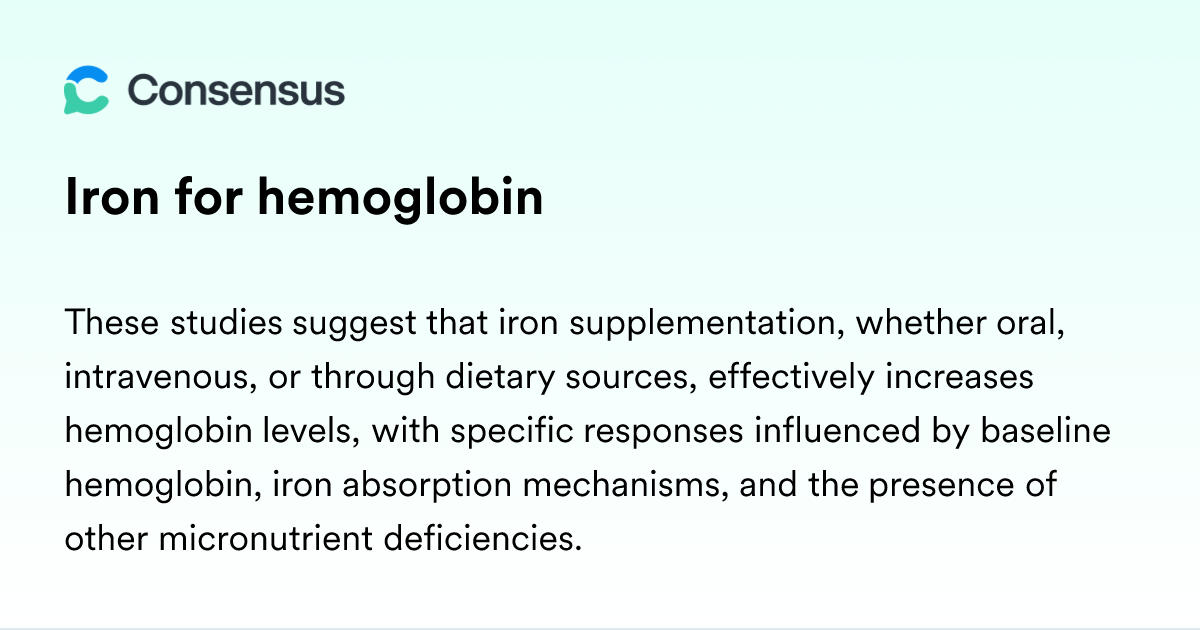Iron For Hemoglobin - Consensus Academic Search Engine