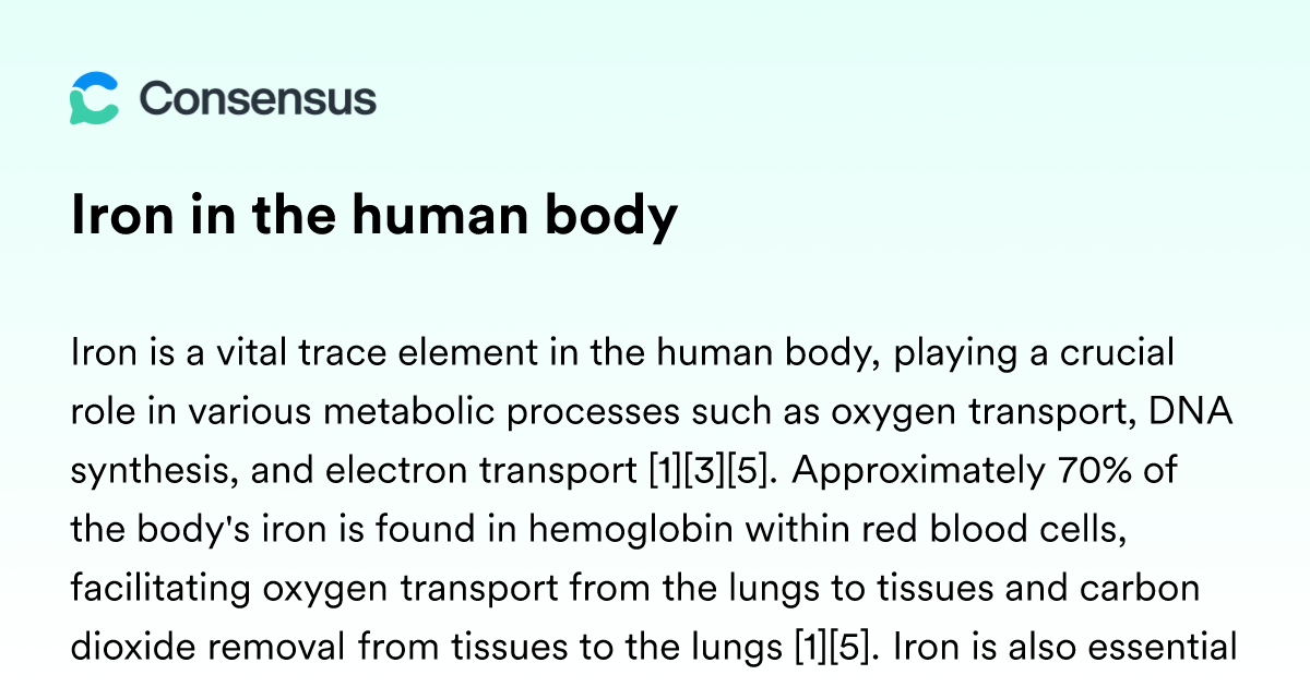 Iron In The Human Body - Consensus Academic Search Engine