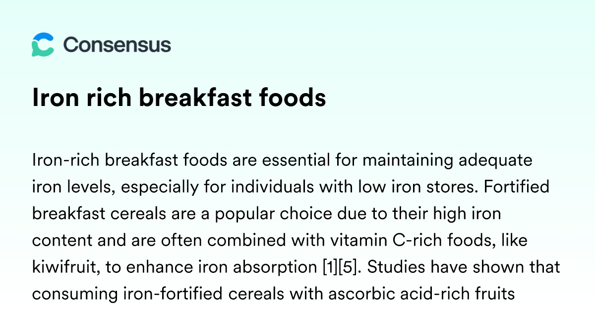Iron Rich Breakfast Foods - Consensus Academic Search Engine