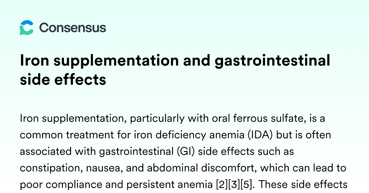 Iron Supplementation And Gastrointestinal Side Effects - Consensus ...
