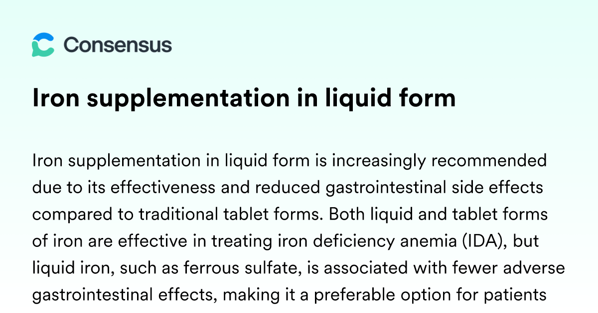 Iron Supplementation In Liquid Form - Consensus Academic Search Engine