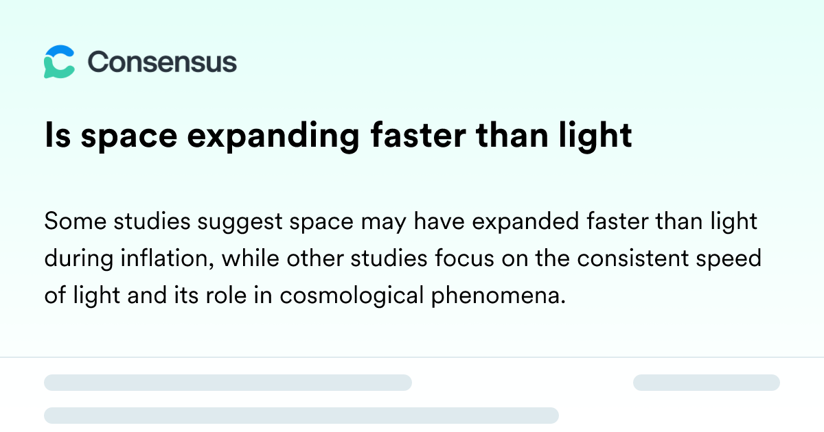 Is Space Expanding Faster Than Light - Consensus Academic Search Engine