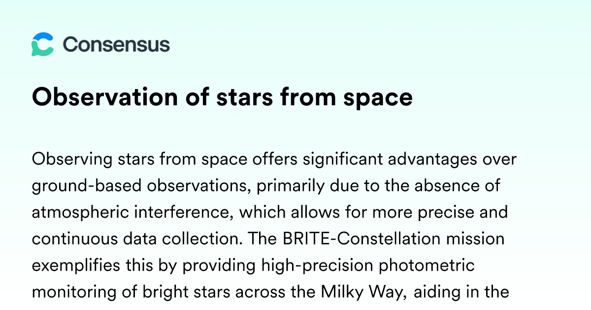 Observation Of Stars From Space - Consensus Academic Search Engine