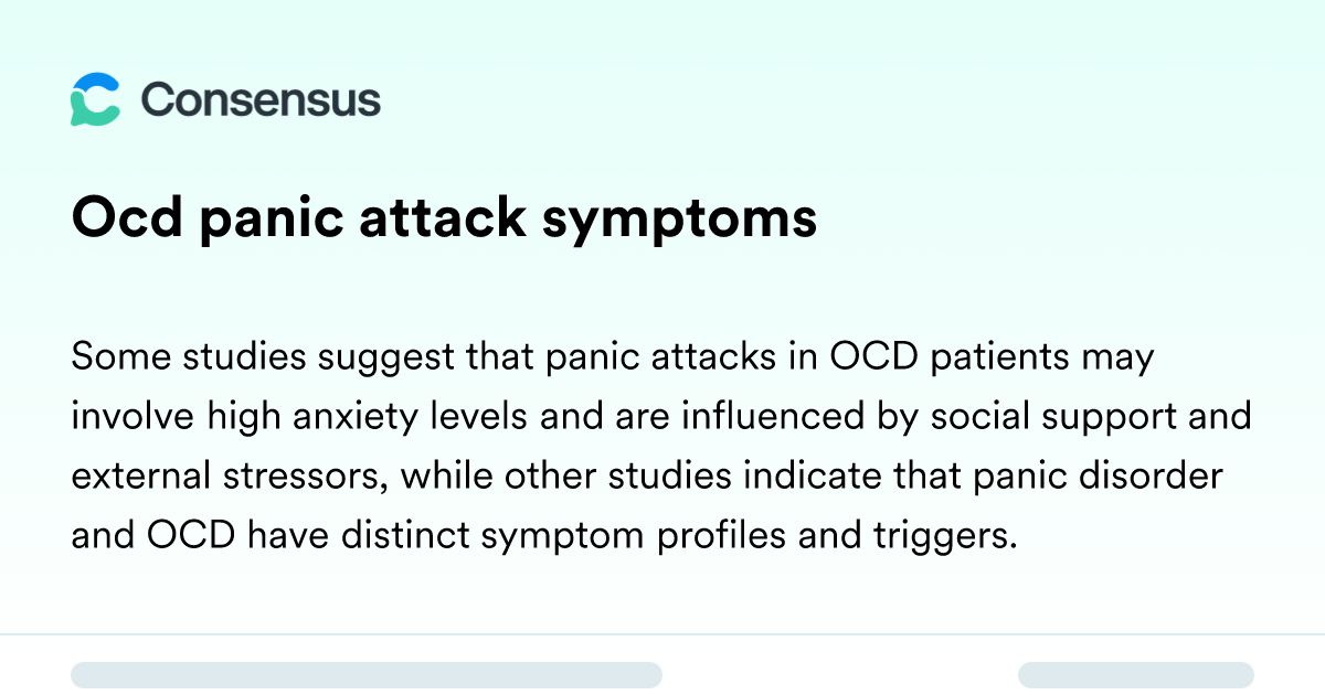 Ocd Panic Attack Symptoms - Consensus Academic Search Engine