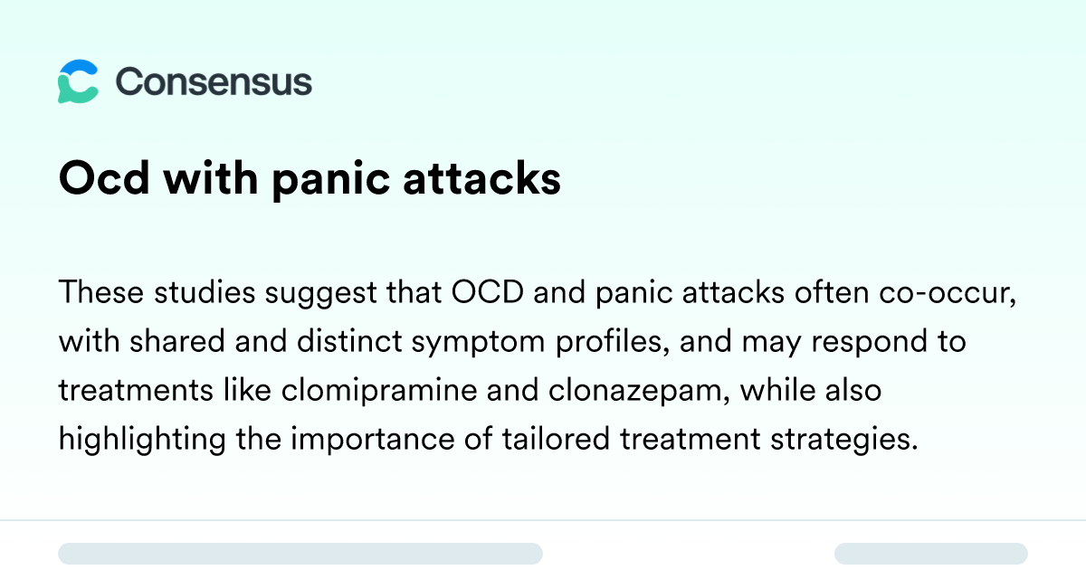 Ocd With Panic Attacks - Consensus Academic Search Engine