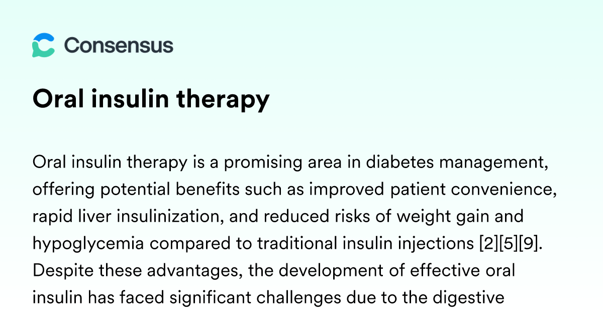 Oral Insulin Therapy - Consensus Academic Search Engine