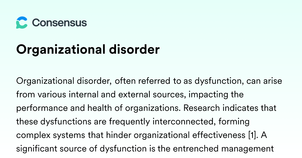 Organizational Disorder - Consensus Academic Search Engine