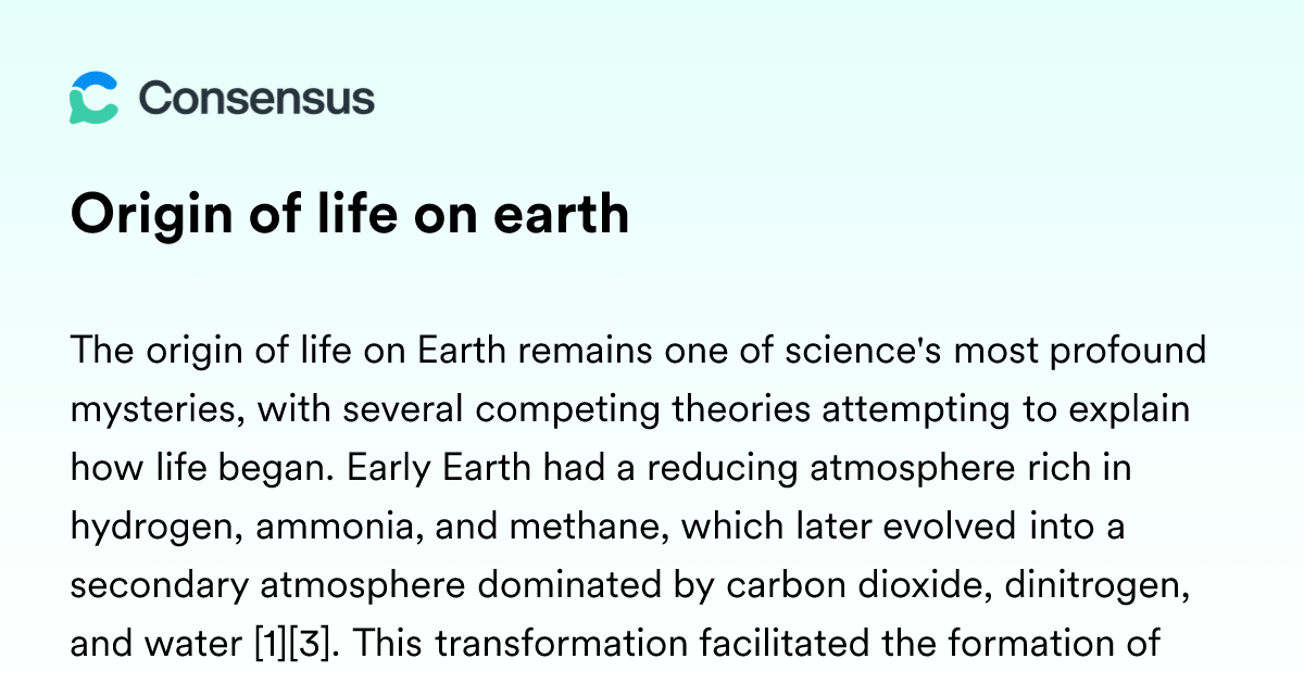 Origin Of Life On Earth - Consensus Academic Search Engine