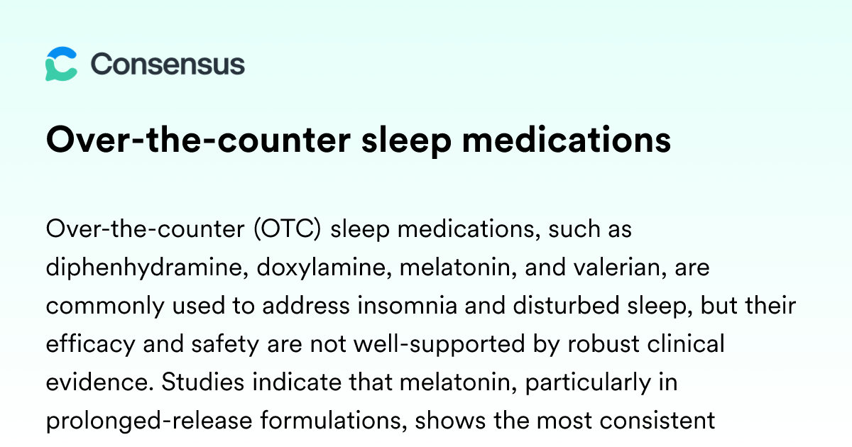 Over-the-counter Sleep Medications - Consensus Academic Search Engine