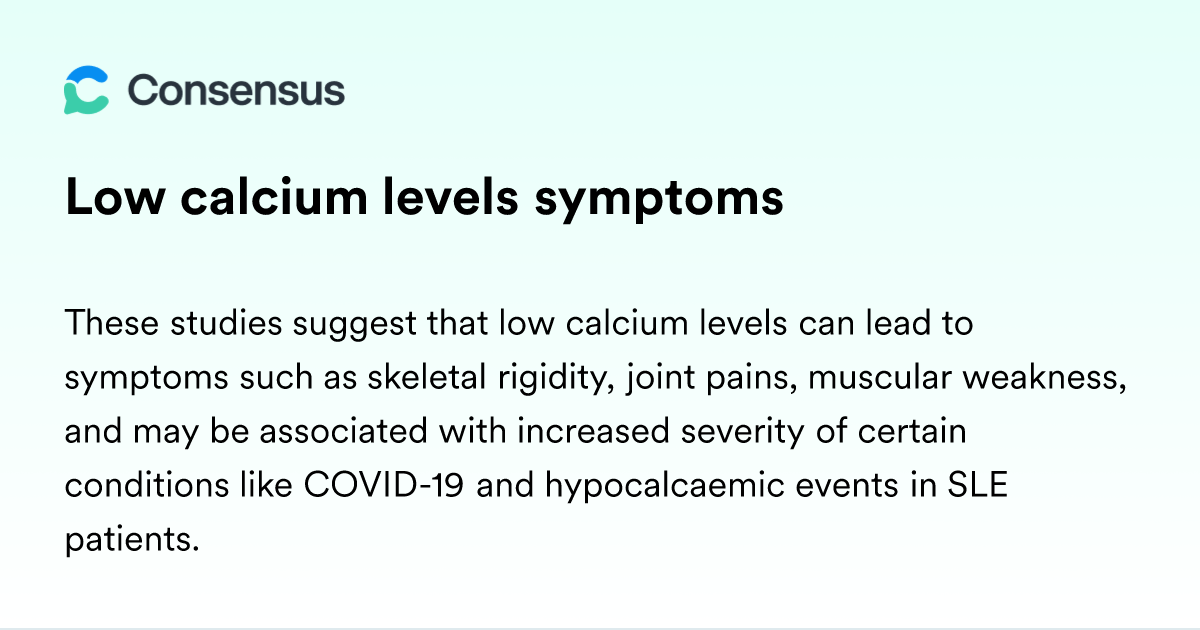 Low Calcium Levels Symptoms - Consensus Academic Search Engine