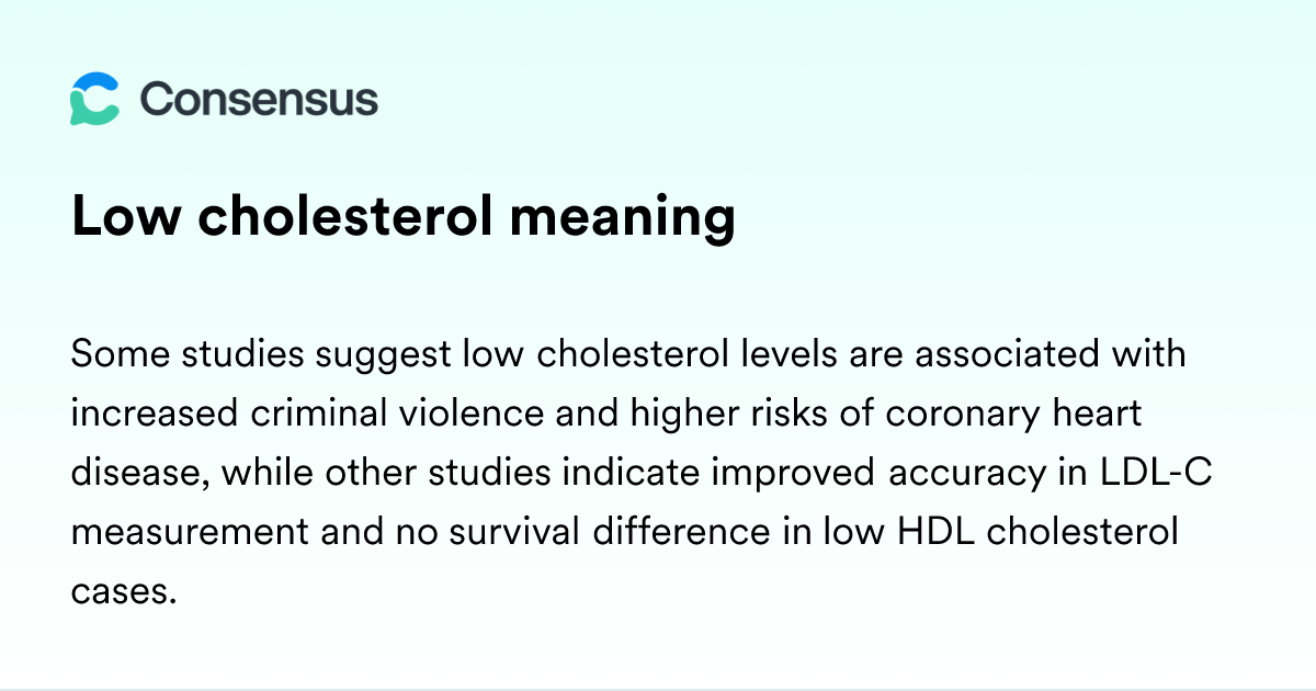 Low Cholesterol Meaning - Consensus Academic Search Engine