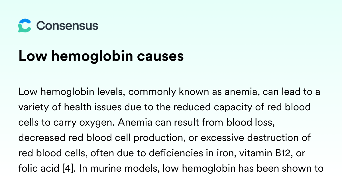 Low Hemoglobin Causes - Consensus Academic Search Engine