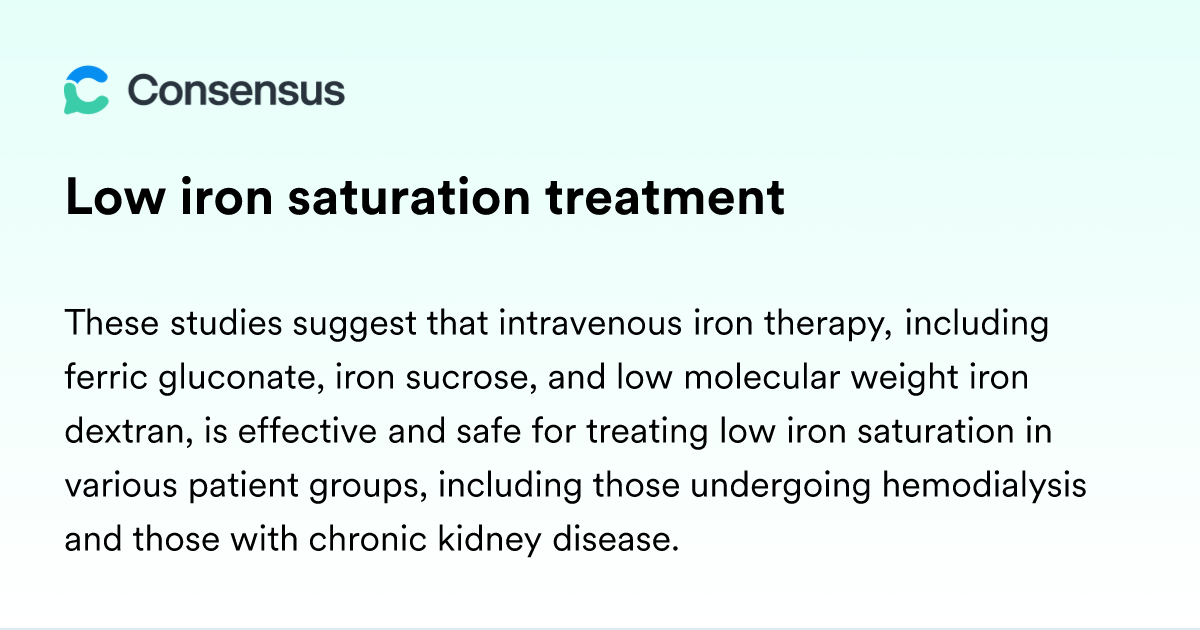 Low Iron Saturation Treatment - Consensus Academic Search Engine