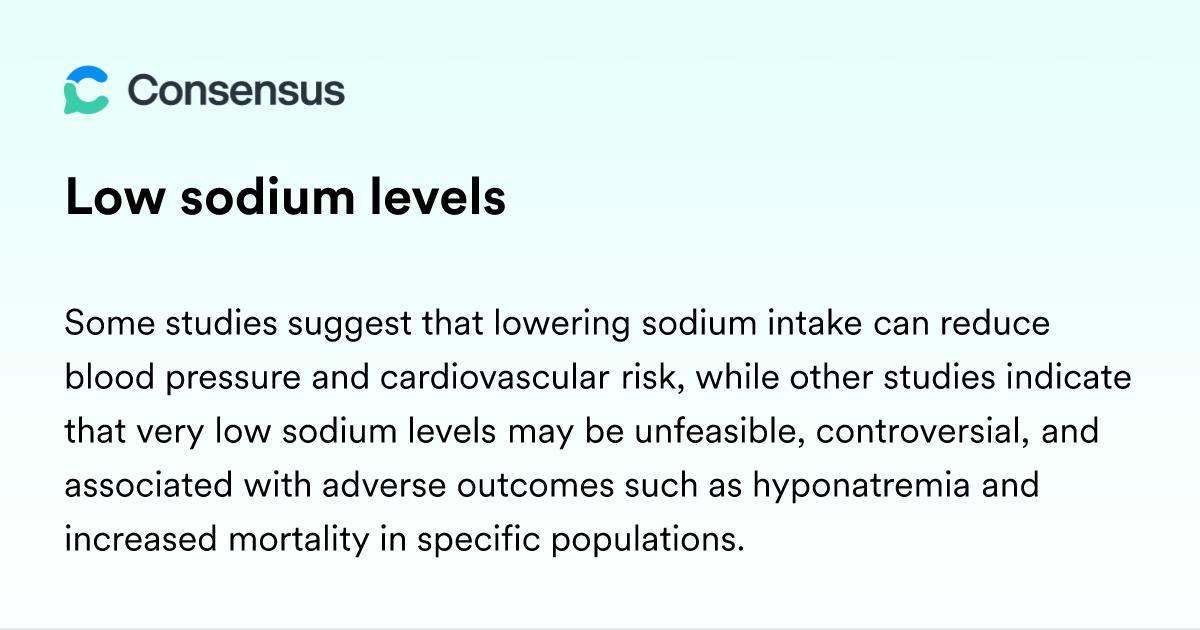 Low Sodium Levels - Consensus Academic Search Engine