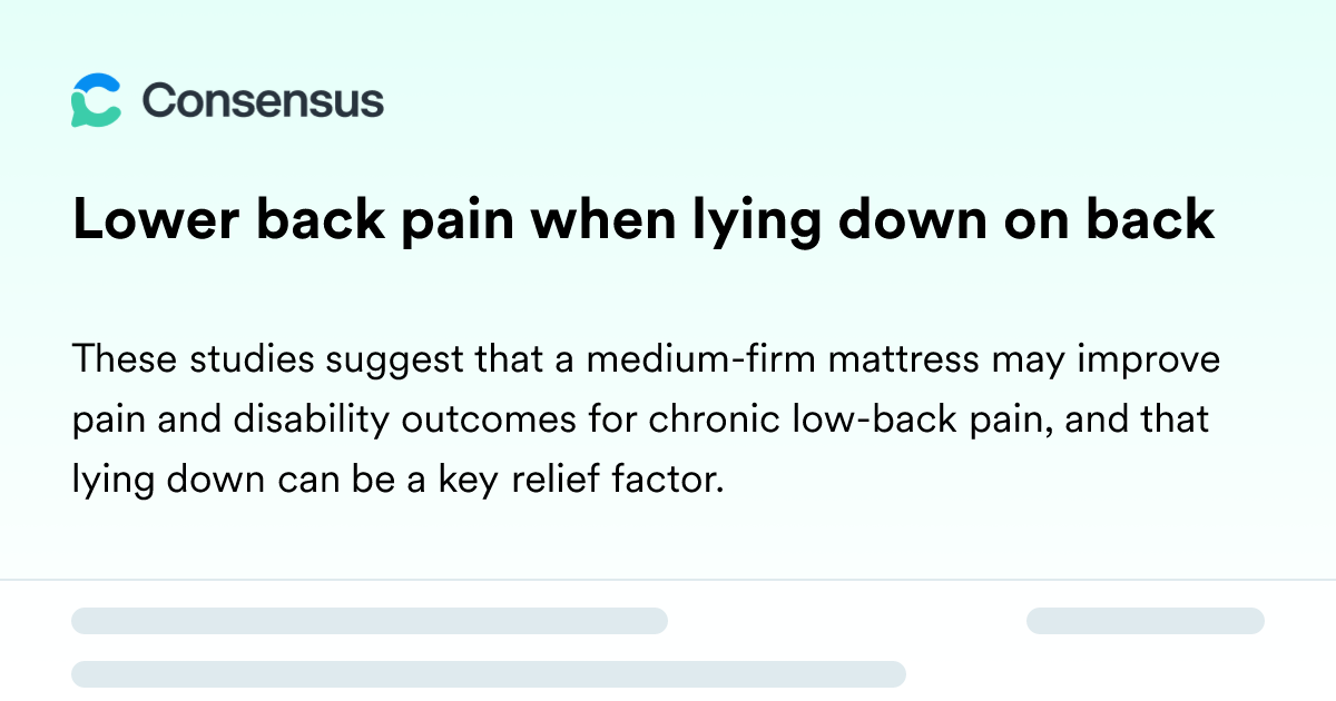 Lower Back Pain When Lying Down On Back - Consensus Academic Search Engine