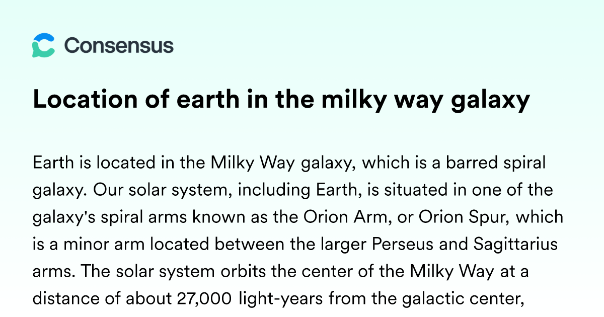 Location Of Earth In The Milky Way Galaxy - Consensus Academic Search ...