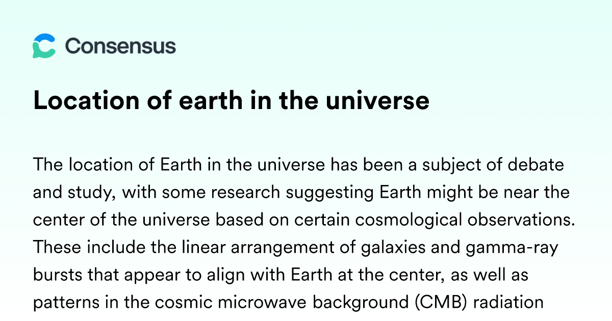 Location Of Earth In The Universe - Consensus Academic Search Engine