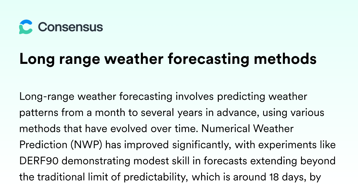Long Range Weather Forecasting Methods - Consensus Academic Search Engine