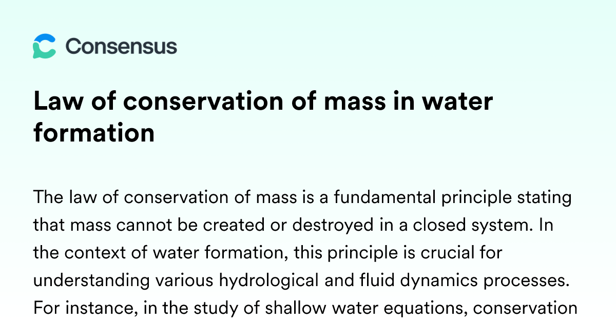 Law Of Conservation Of Mass In Water Formation - Consensus Academic ...