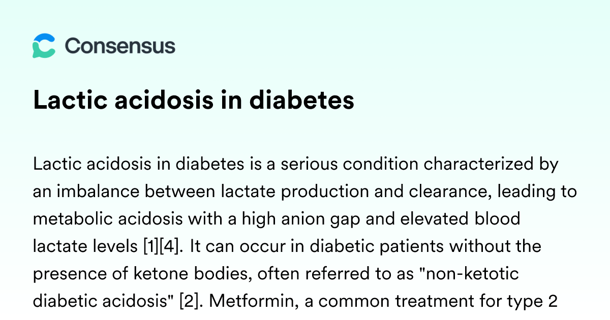 Lactic Acidosis In Diabetes - Consensus Academic Search Engine