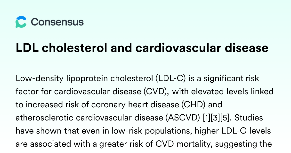 LDL Cholesterol And Cardiovascular Disease - Consensus Academic Search ...