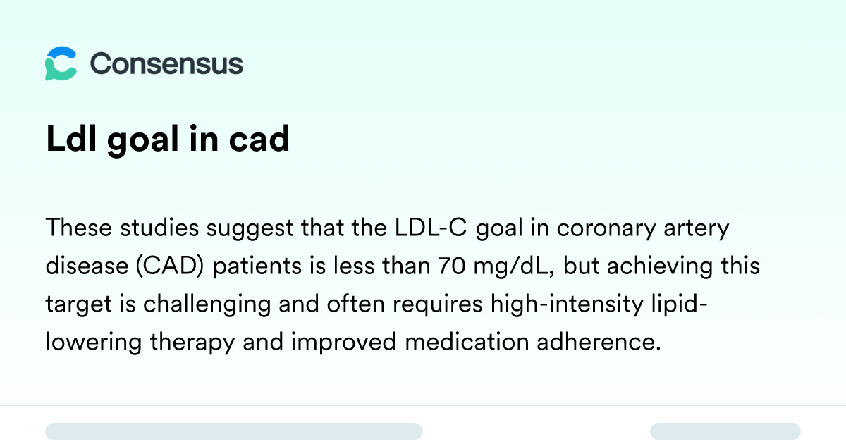Ldl Goal In Cad - Consensus Academic Search Engine
