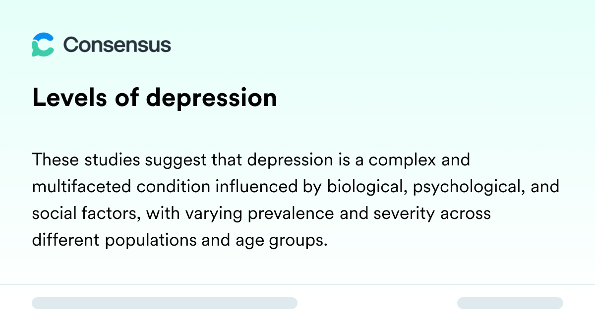 Levels Of Depression - Consensus Academic Search Engine