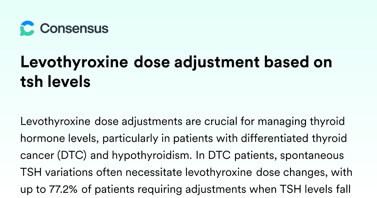 Levothyroxine Dose Adjustment Based On Tsh Levels - Consensus Academic ...