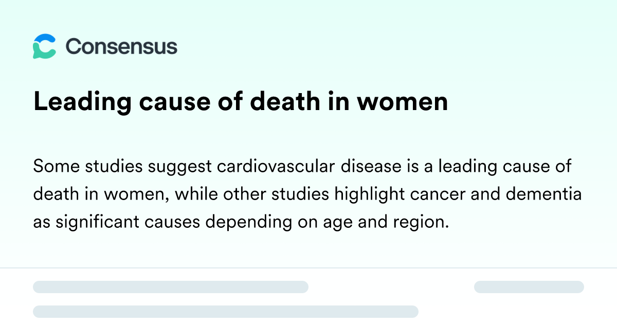 Leading Cause Of Death In Women - Consensus Academic Search Engine