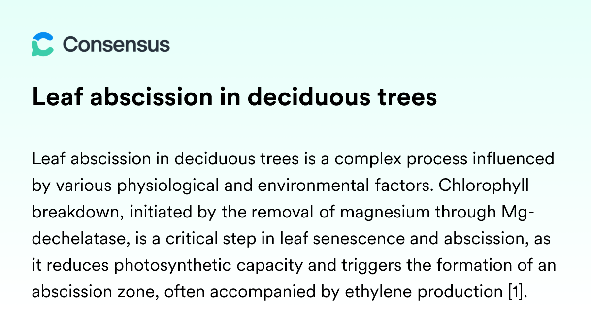 Leaf Abscission In Deciduous Trees - Consensus Academic Search Engine