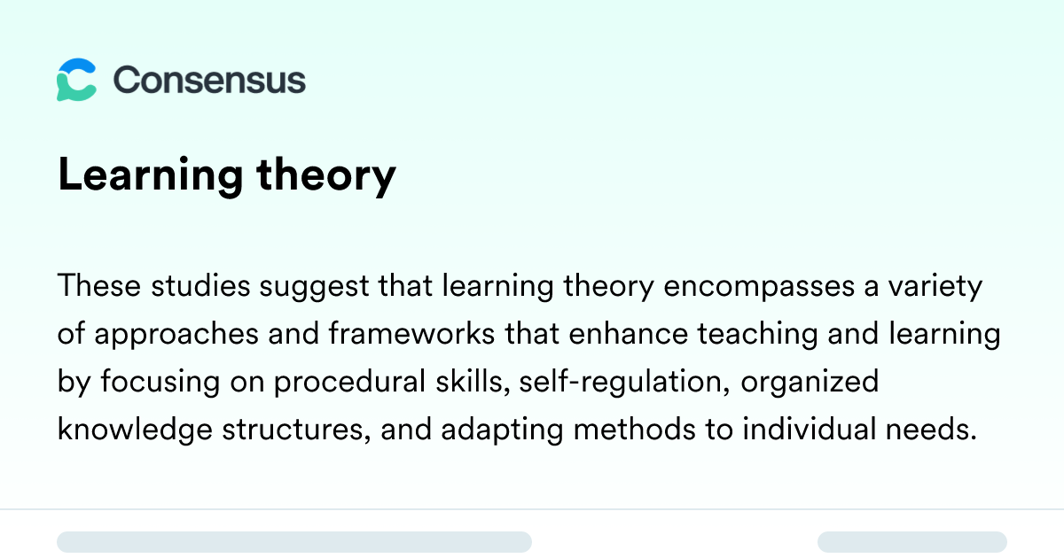 Learning Theory - Consensus Academic Search Engine