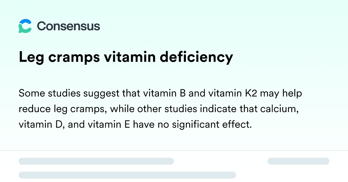 Leg Cramps Vitamin Deficiency - Consensus Academic Search Engine