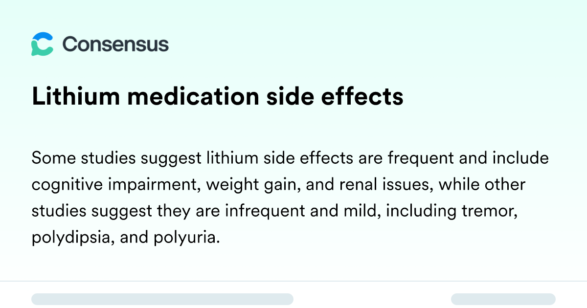 Lithium Medication Side Effects - Consensus Academic Search Engine