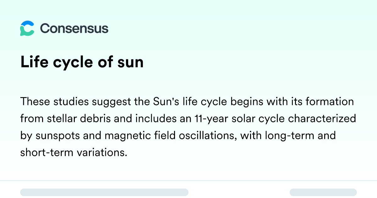Life Cycle Of Sun - Consensus Academic Search Engine