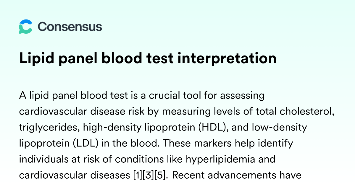 Lipid Panel Blood Test Interpretation - Consensus Academic Search Engine