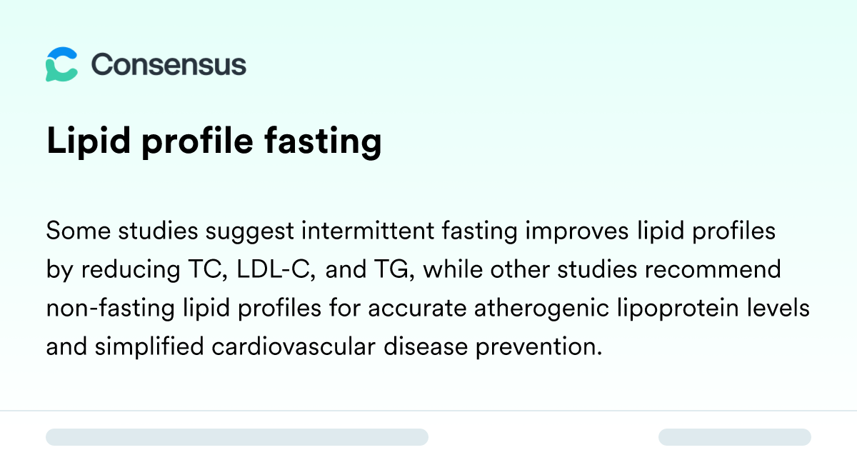 Lipid Profile Fasting - Consensus Academic Search Engine