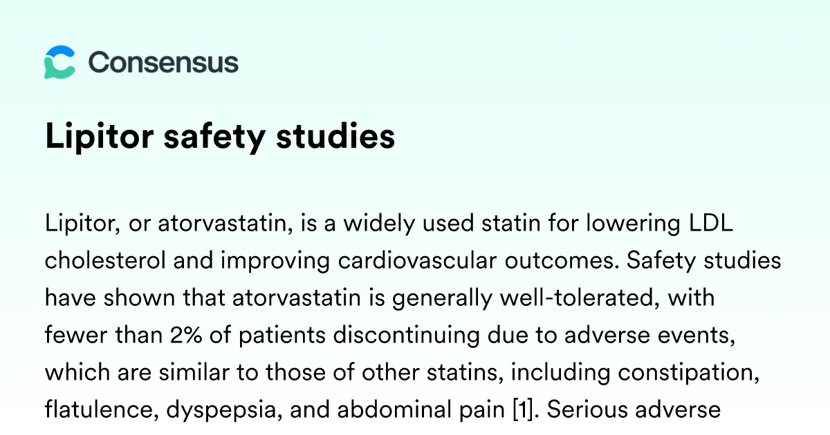 Lipitor Safety Studies - Consensus Academic Search Engine