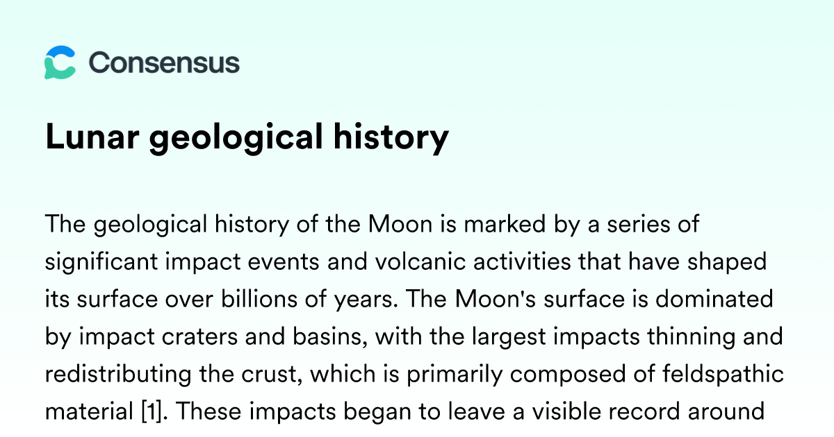 Lunar Geological History - Consensus Academic Search Engine