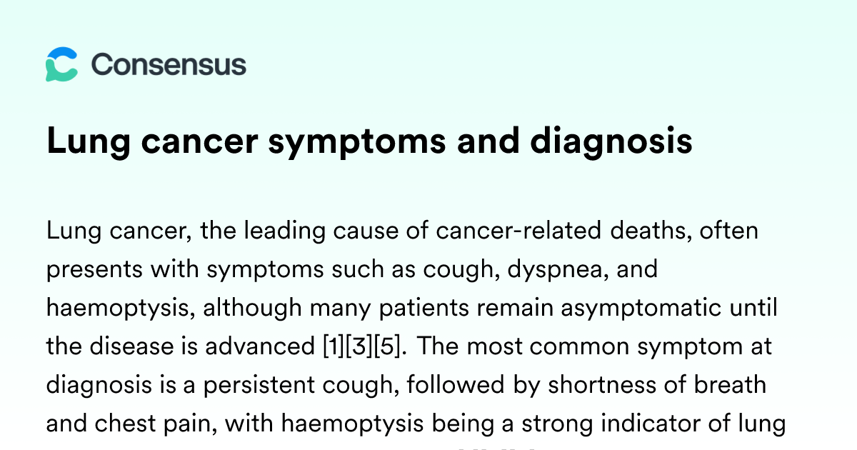 Lung Cancer Symptoms And Diagnosis - Consensus Academic Search Engine